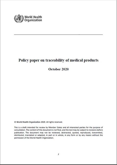 Draft Policy paper on traceability of medical products