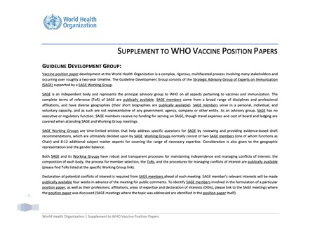 WHO Position Paper Process