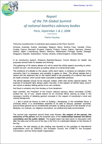 Global Summit of National Bioethics Committees