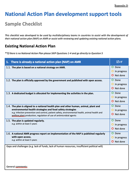 Sample AMR NAP Checklist