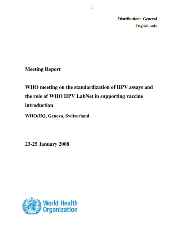 WHO meeting on the standardization of HPV assays and the role of WHO ...