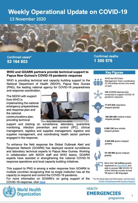 Weekly operational update on COVID-19 - 13 November 2020