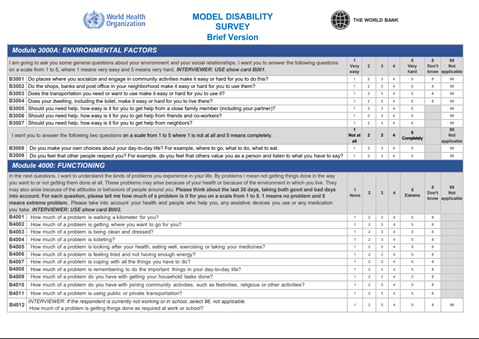 Brief model disability survey - questionnaires