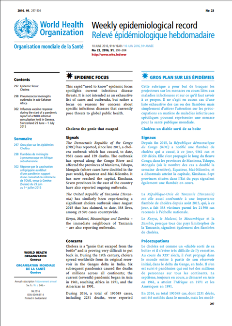 Weekly epidemiological record 23, 2016, 91 296-304