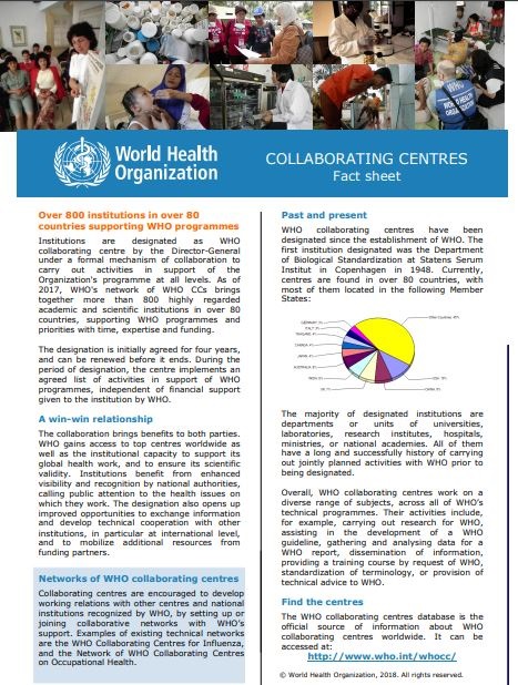 WHO Collaborating Center fact sheet