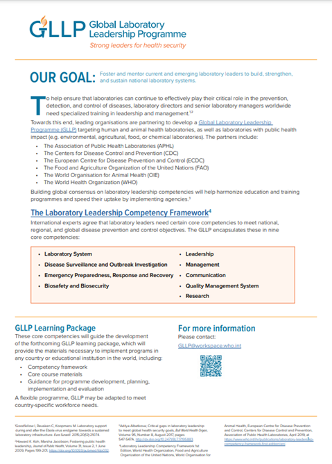 Global Laboratory Leadership Programme (GLLP) At a Glance