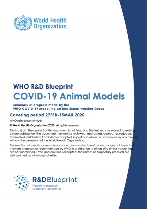 COVID-19 Animal Models - Summary of progress made by the WHO COVID-19 ...